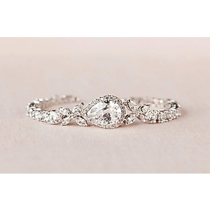 SWEETV Cubic Zirconia Teardrop Tennis Bracelets for Wedding Bridal Jewelry, Crystal Rhinestone Bracelets for Brides,Bridesmaid, Women, Silver