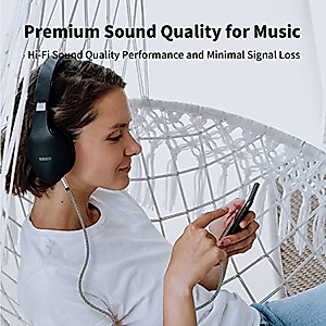 Apple MFi Certified iPhone Aux Cord for Car, Lightning to 3.5mm Audio Cable, Auxiliary Cord Compatible with iPhone 13/12/11/XR/XS/X/8/7/6 Plus/SE 2, Nylon Braid-3.3ft (Silver)