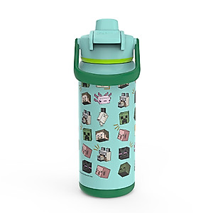 zak! Beacon Insulated Bottle, Minecraft - 20 oz - Durable Stainless Steel - Double-Wall Vacuum Insulation, Silicone Spout & Push-Button, Leak-Proof Lid - Dishwasher Safe