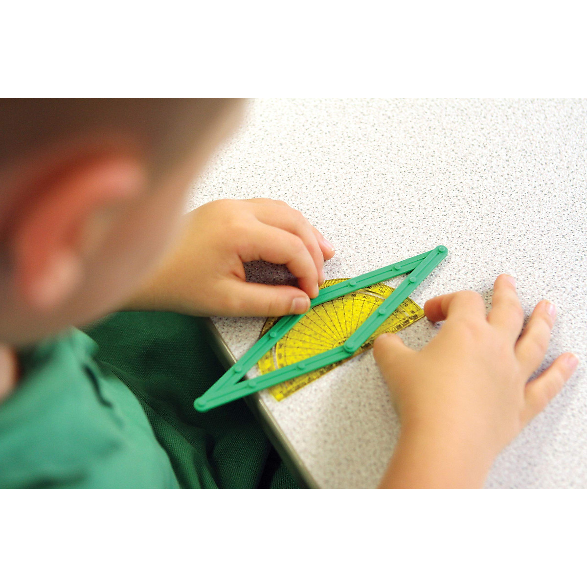 LEARNING ADVANTAGE GeoStix Basic Set - 80 Construction Sticks - 24 Activity Cards - 2 Protractors - Build 2D Shapes and Measure Angles - Teach Geometry with Construction