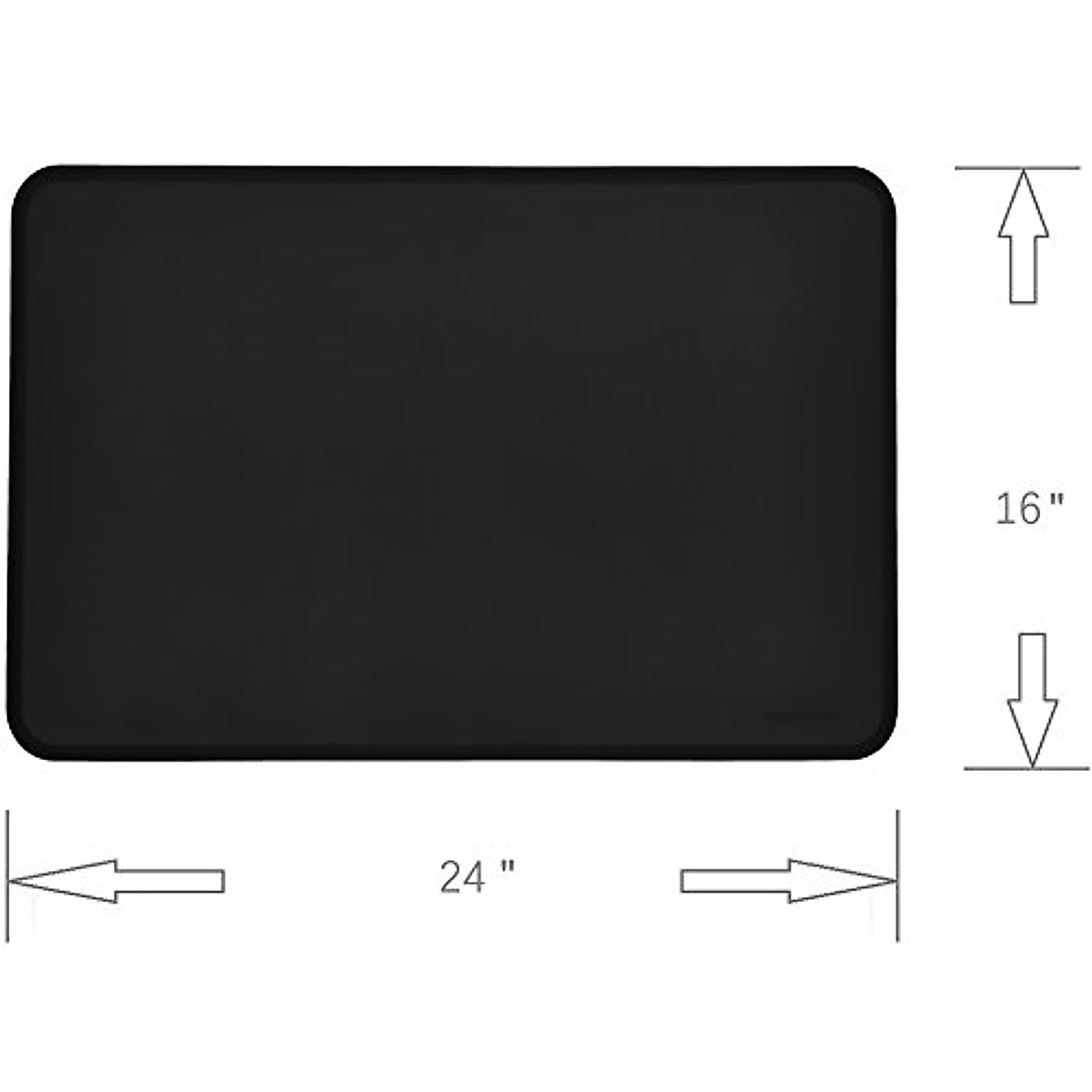 Amazon Basics Waterproof Anti-Slip Silicone Pet Food and Water Bowl Mat, 24 x 16 Inches, Black, Solid