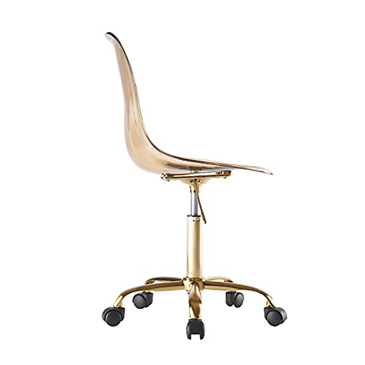 Urban Shop Acrylic Rolling Desk Chair, Tan 21.25D x 19.68W x 34H Inch