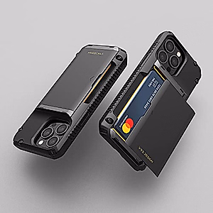 VRS DESIGN Damda Glide Pro Phone Case for iPhone 13 Pro, Sturdy Semi Auto Wallet [4 Cards] Case Compatible for iPhone 13 Pro Case (2021) Black