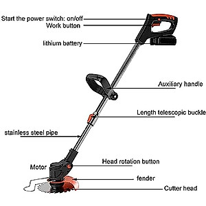 Weed Wacker Battery Powered 21V Battery Operated Weed Eater with 17 Blade Cordless Weed Trimmer for Yard Lawn and Garden