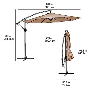 SUNNIMAX Patio Umbrella with base included, 10 FT outdoor offset hanging umbrella for garden, 8 Ribs and UV-Resistant (KHAKI)
