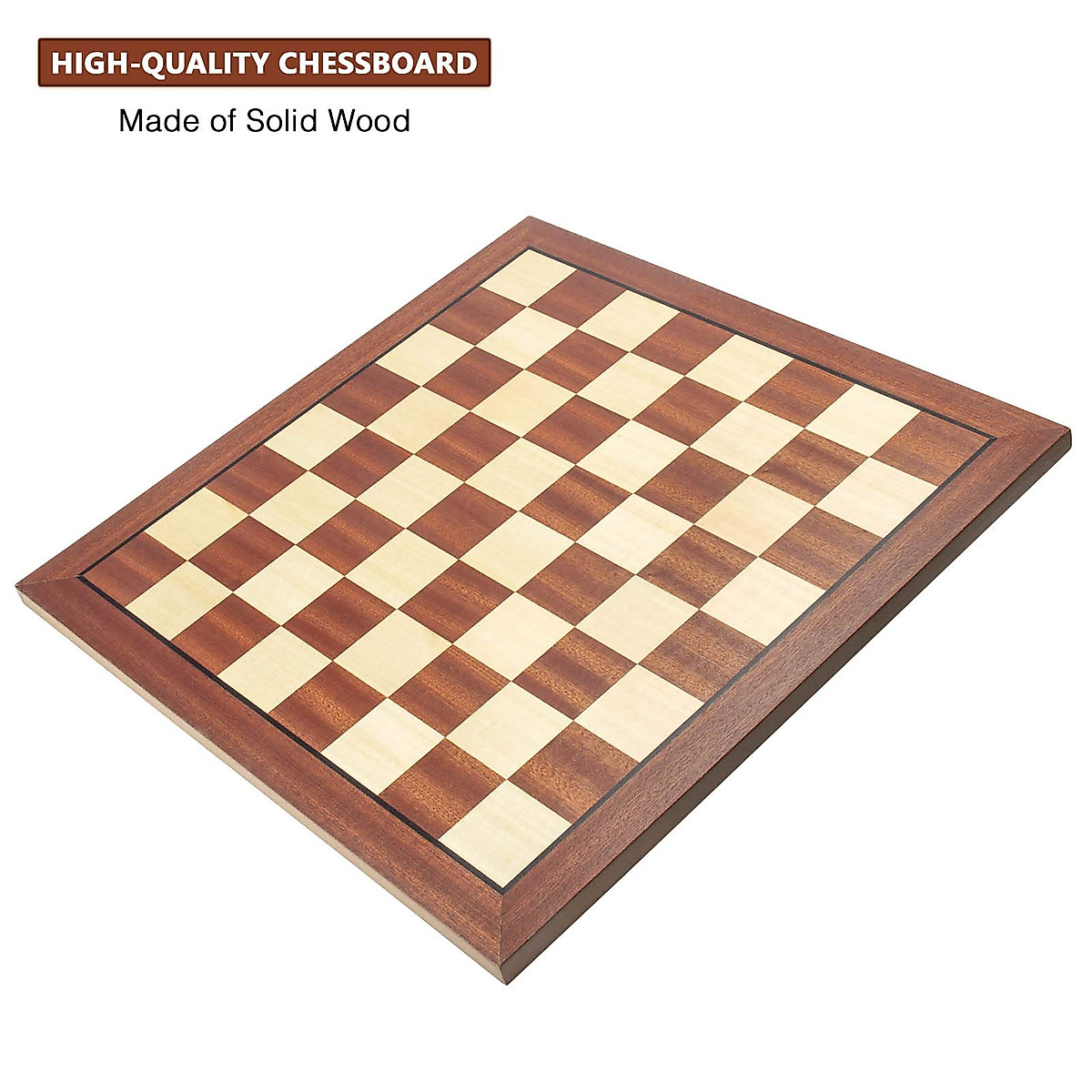 AMEROUS 17 x 17 Inches Wooden Chess Board Only, Professional Tournament Chess Board Large with Chess Rules/Gift Package, Chess Board Game for Kids, Adults