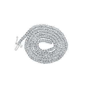 Dazzlingrock Collection Sterling Silver Mens Round White Diamond 20-inch Link Chain Necklace 1-1/3 Cttw