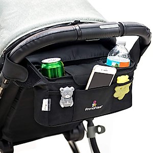 Primo Passi Stroller Organizer - Fits Most Strollers and Includes Two Deep Insulated Cup Holders to Keep Bottles Warm and Drinks Cold