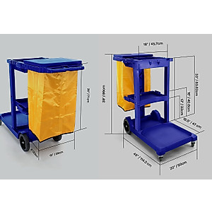 Commercial Housekeeping Janitorial cart with Vinyl Bag AF08170 Blue