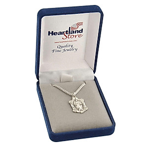 Heartland Store Women's Sterling Silver Miraculous Pendant with Flowers + 18 Inch 1.8mm Sterling Silver Chain & Clasp