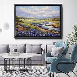 Enchanting Texas, Native Texas Hill Country Bluebonnet Landscape - Fine Art Print Mounted in a White Mat Board