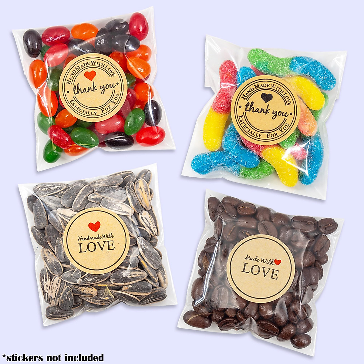 100 Bags - 3" x 4" Crystal Clear Protective Closure Bags with Self Adhesive Flap - Clear Resealable Cello/Cellophane Bags Good for Bakery, Candle, Soap, Cookie Poly Bags, in 2.1Mil Thickness