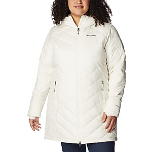 Columbia Women's Heavenly Long Hooded Jacket, Chalk, 3X