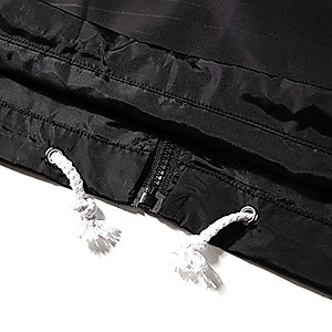 AITFINEISM Men's Lightweight Windbreaker Casual Drawstring Hooded Zip Jackets (Large, Black-1)