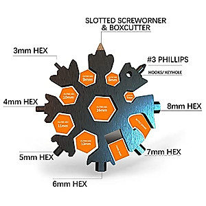 Aitsite 18 in 1 Snowflake Multi Tool Portable Stainless Steel Multi Opener Tool Ideal Gadgets Gift for Travel Camping Adventure Daily Kit with Gift Box