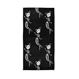 Cats Skull Hand Towels Halloween Skeleton Kitchen Dish Towel Day of the Dead Bath Towel 16X30 in, Decorative Soft Quality Premium Guest Fingertip Face Towel Washcloth for Bathroom Hotel Spa Gym Sport