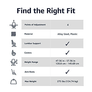 Amazon Basics Mid-back Mesh Office Drafting Chair Stool with Adjustable Footrest, Flip-Up Arms