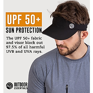 OutdoorEssentials Sun Visor Hat for Women & Men - Womens Visor, Tennis Visor, Golf Visor - Running Visor Black - Black
