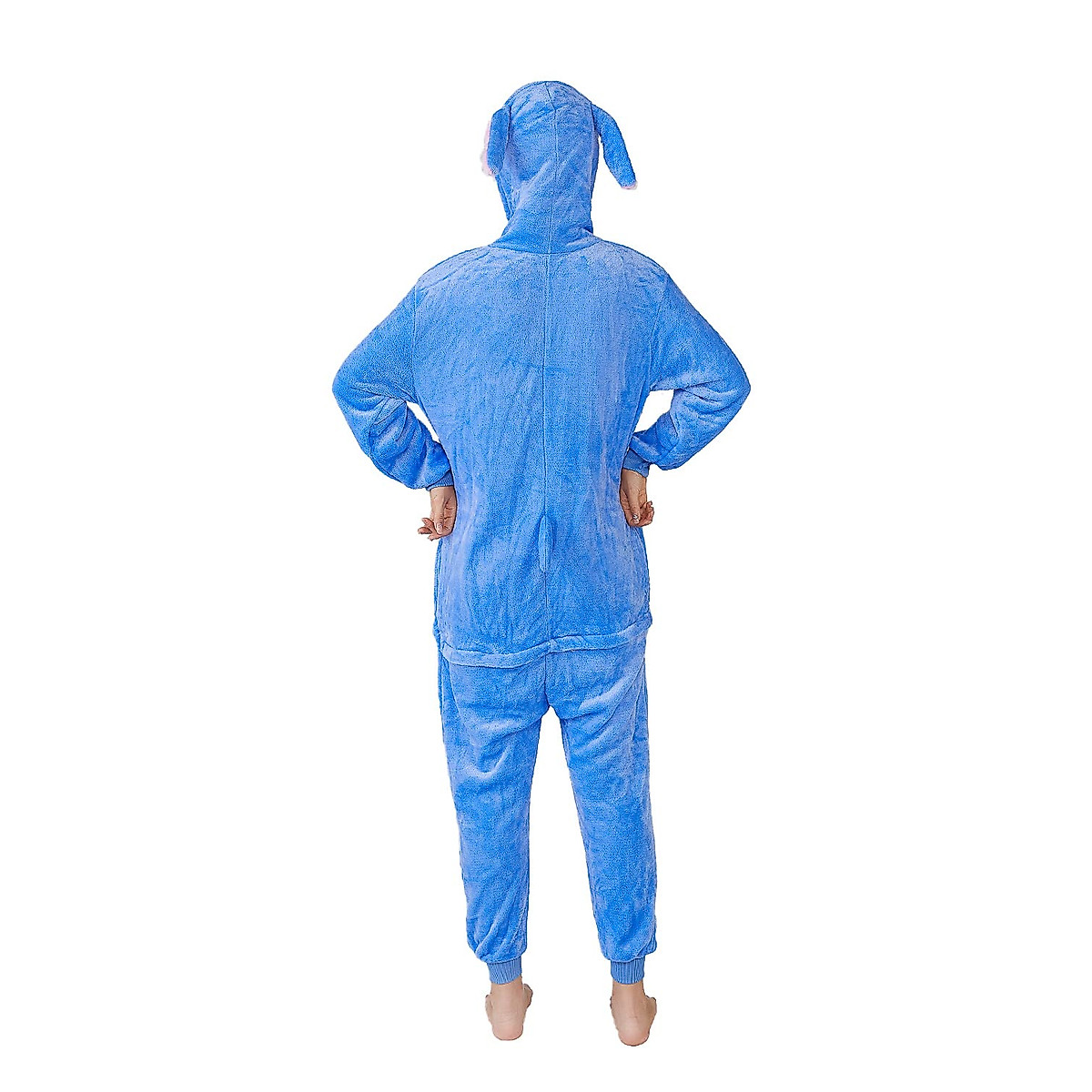 Unisex Adult Animal Onesie One-Piece Pajamas Cosplay Costume Halloween for Women and Men (US, Alpha, Medium, Regular, Regular, Blue)