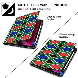 Abstract South Africa Flag Tablet Case Cover Slim Protective Cover Cases with Pencil Holder for IPAD 2020 （10.2in）