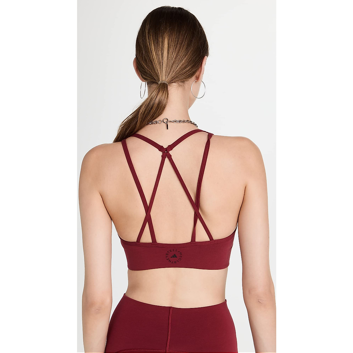 adidas by Stella McCartney Women's TrueStrength Yoga Medium Support Bra, Collegiate Burgundy, Red, XS