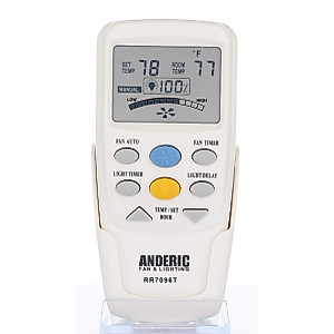 Anderic Replacement for Hampton Bay CHQ7096T with Fan Timer Key Thermostatic Remote Control for Hampton Bay Ceiling Fans (FCC ID: CHQ7096T, UC7096T, CHQ8BF7096T, CHQ8BT7096T) - Ivory - RR7096T