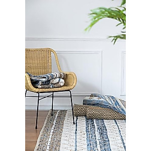 CC Home Furnishings Diamond Shuttle Weave Durrie Denim Area Throw Rug - 2.5' x 4' - Blue and White