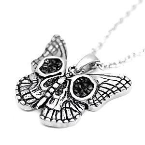Controse Butterfly Skull Necklace with Pendant (16" - 18" adjustable chain)