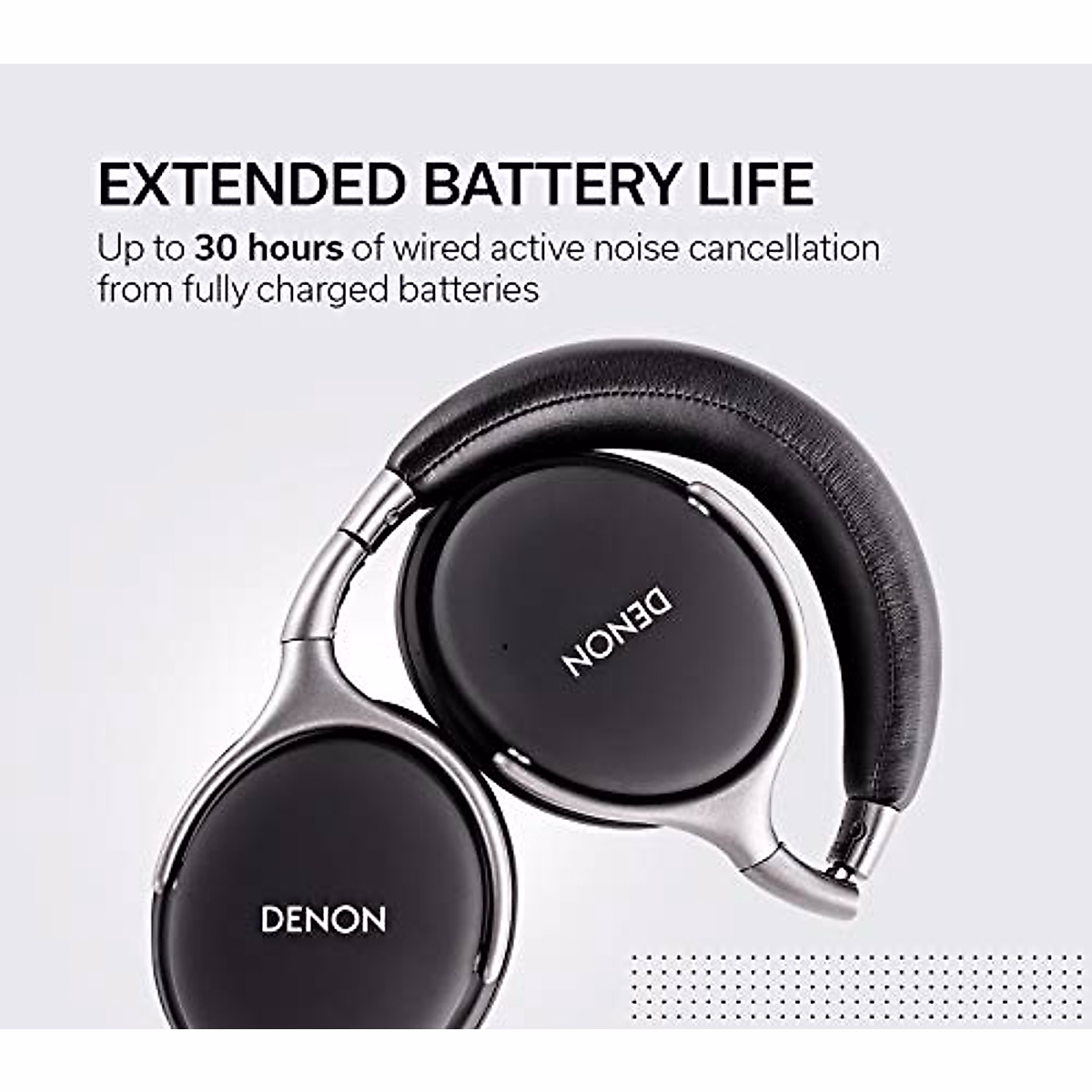 Denon AH-GC25NC Premium Wired Noise-Cancelling Headphones - Hi-Res Audio Quality | Up to 30 Hours of Noise Cancellation | Designed for Comfort | Battery-Saving Auto-Standby Mode | White