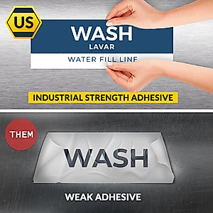 5 Pack Wash Rinse Sanitize Sink Labels, Waterproof Sticker Signs, 3 Compartment Sink Labels - Restaurant Supplies, Food Truck Supplies, Dishwashing Sign Wash Station