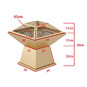 MCNUSS Fire Pit for Garden, 20 Inch Wood Burning Bonfire Firebowl Outdoor Portable Steel Firepit, with Ring Handle Flame Retardant Mesh Cover,Black