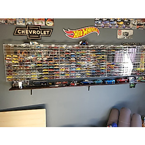 Display Case Wall Cabinet for 1:64 Scale Matchbox Hot Toy Cars Wheels 108 Slots UV Protect Mirrored Background