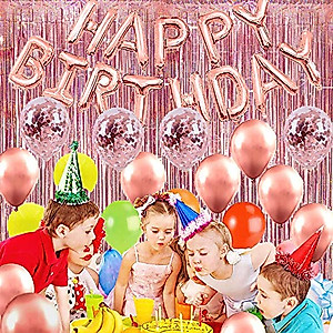 BRAVESHINE Rose Gold Glitter Tinsel Foil Fringe Curtains - 2Pcs 3.2x8.2ft Metallic Holiday Photo Booth Backdrop Party Supplies for Birthday Valentines Day Wedding Bridal Shower Bachelorette Engagement