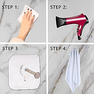 Mershica Adhesive Wall Hooks, Damage-Free Self Adhesive Hooks for Hanging Picture, Waterproof Stick on Hooks for Doors Bathroom Showers Kitchen Wall Organization（12PCS