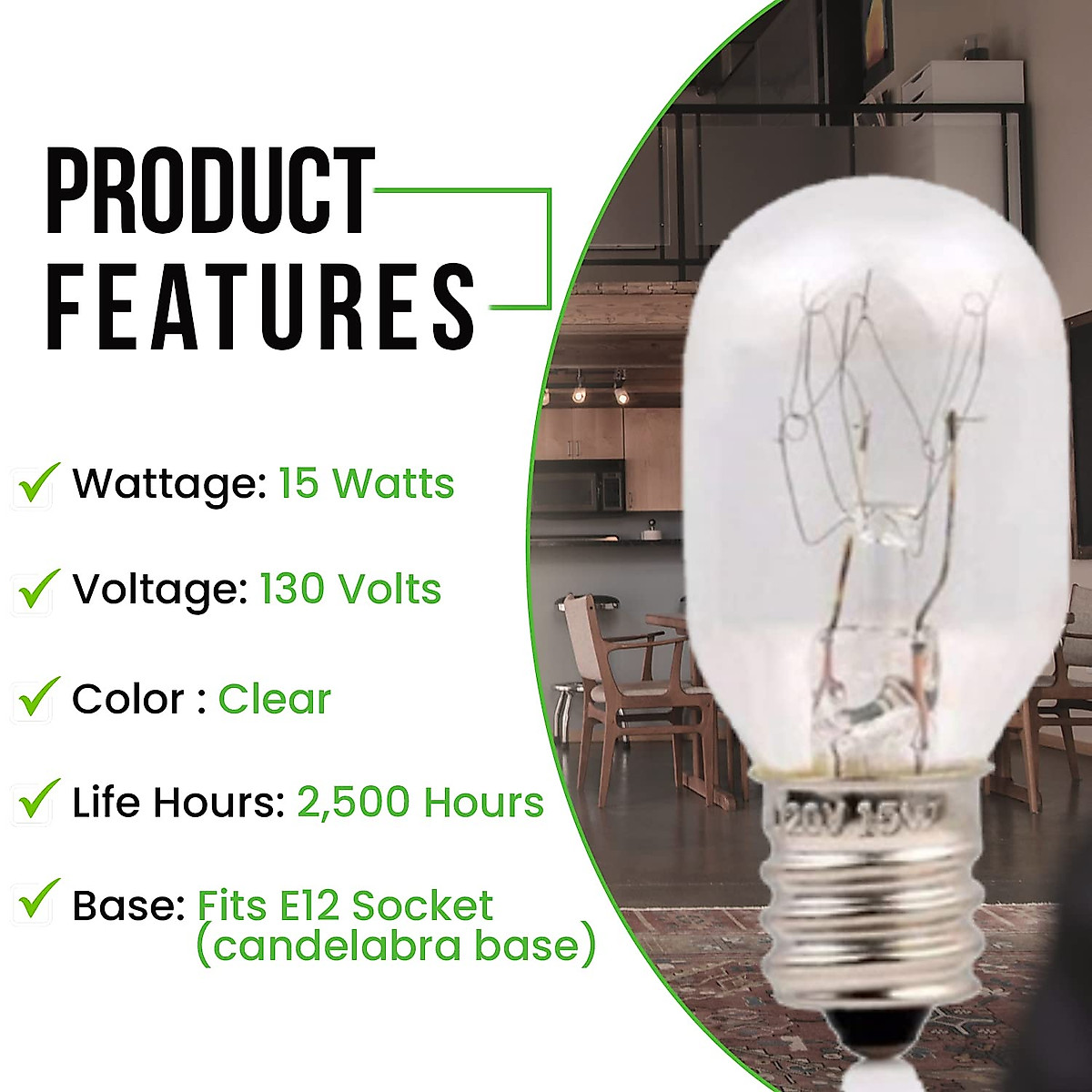 BULBMASTER 15 Watt Himalayan Salt Lamps Bulbs and Night lights Replacement Light bulbs lamps 2.15" - fits E12 Socket Candelabra Base night light night lamp bulbs