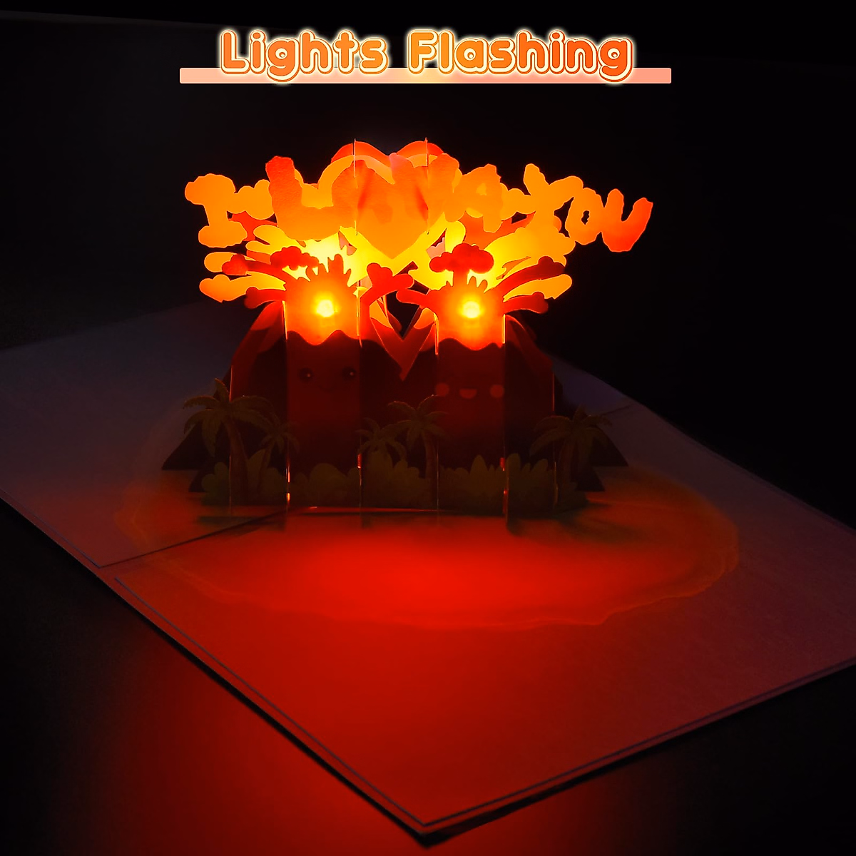 I LAVA YOU Pop Up Anniversary Card for Wife,Husband,Couple, Musical 3D Romantic Valentines Day Card with Lights for Boyfriend or Girlfriend, Funny Happy Anniversary Wedding Valentine Gift Volcano Card