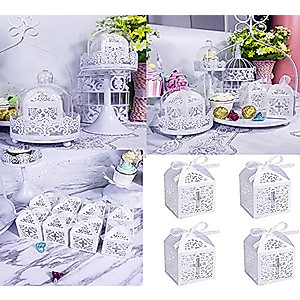 Sohapy 50Pcs Baptism Christening Favor Boxes Candy Boxes Bag Gift Box Baby Shower Favor for Baby Cute Birthday Decoration Shower Party decoration Supplies (white)