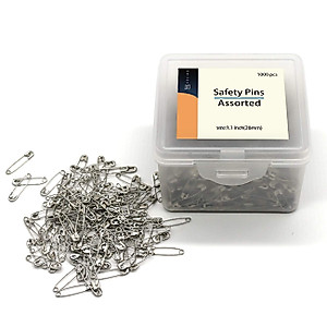 1000Pieces -Safety Pins, 1.1 inch Safety Pins Bulk Metal Silver Sewing Pins Clothing Clips Tool 28mm/ 1.1 inch Decorative Safety pins, Sewing Accessories Kit for Baby Clothing Jewelry Makin (1.1 inch)