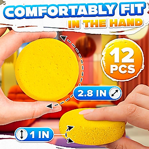 Pottery Sponges for Clay - 12 Pcs Tack Sponges for Cleaning Leather Art Sponges for Acrylic Painting Small Sponges Round Sponge Craft Sponges for Painting - Paint Sponges Pottery Sponge for Painting