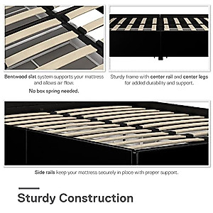 DHP Dakota Upholstered Platform Bed with Underbed Storage Drawers and Diamond Button Tufted Headboard and Footboard, No Box Spring Needed, Full, Black Faux Leather