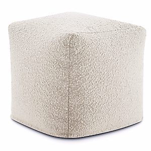 POLY & BARK Metz Pouf in Crema White Boucle