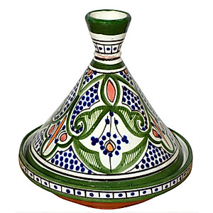 Moroccan Handmade Serving Tagine Exquisite Ceramic With Vivid colors Original 8 inches Across