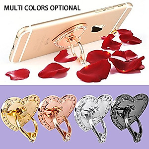 IHUIXINHE Phone Ring Holder, Universal Phone Stand, 4PCS 360° Rotation 3D Aluminium Alloy Ring Grip for iPad, iPhone X iPhone 8, 8Plus, 7, 7Plus, Samsung S9 Note8, Huawei All Cell Phone (Heart)