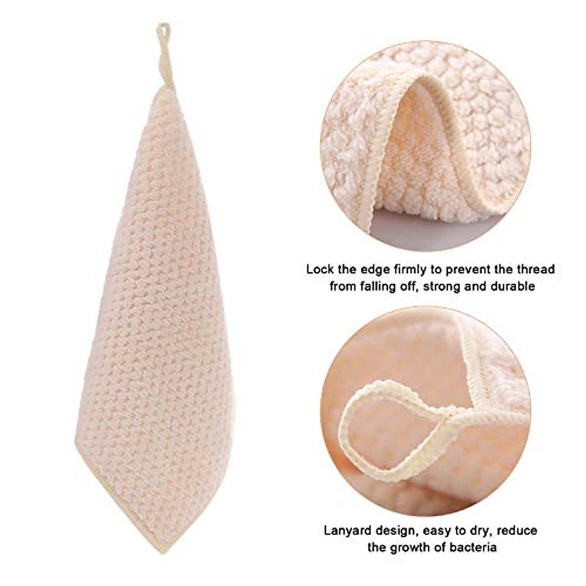 Onlup Hanging Hand Towels，Hand Dry Towels for Kitchen & Bathroom, Super Absorbent Soft Small Hanging Towel Set with Hanging Loop, Machine Washable Towel Fast Drying, Set of 5