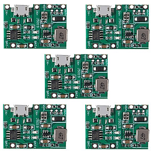 5PCS 3.7V 4.2V Lithium Liion Battery Charger Board Adjustable DC-DC Step Up Module Boost Charge Discharge Integrated Module TP4056 DIY Kit Parts