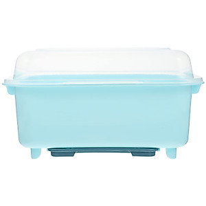 OUNONA Dish Drying Rack with Lid:Dish Dryer Holder with Removable Drainboard Nursing Bottle Storage Box for Kitchen