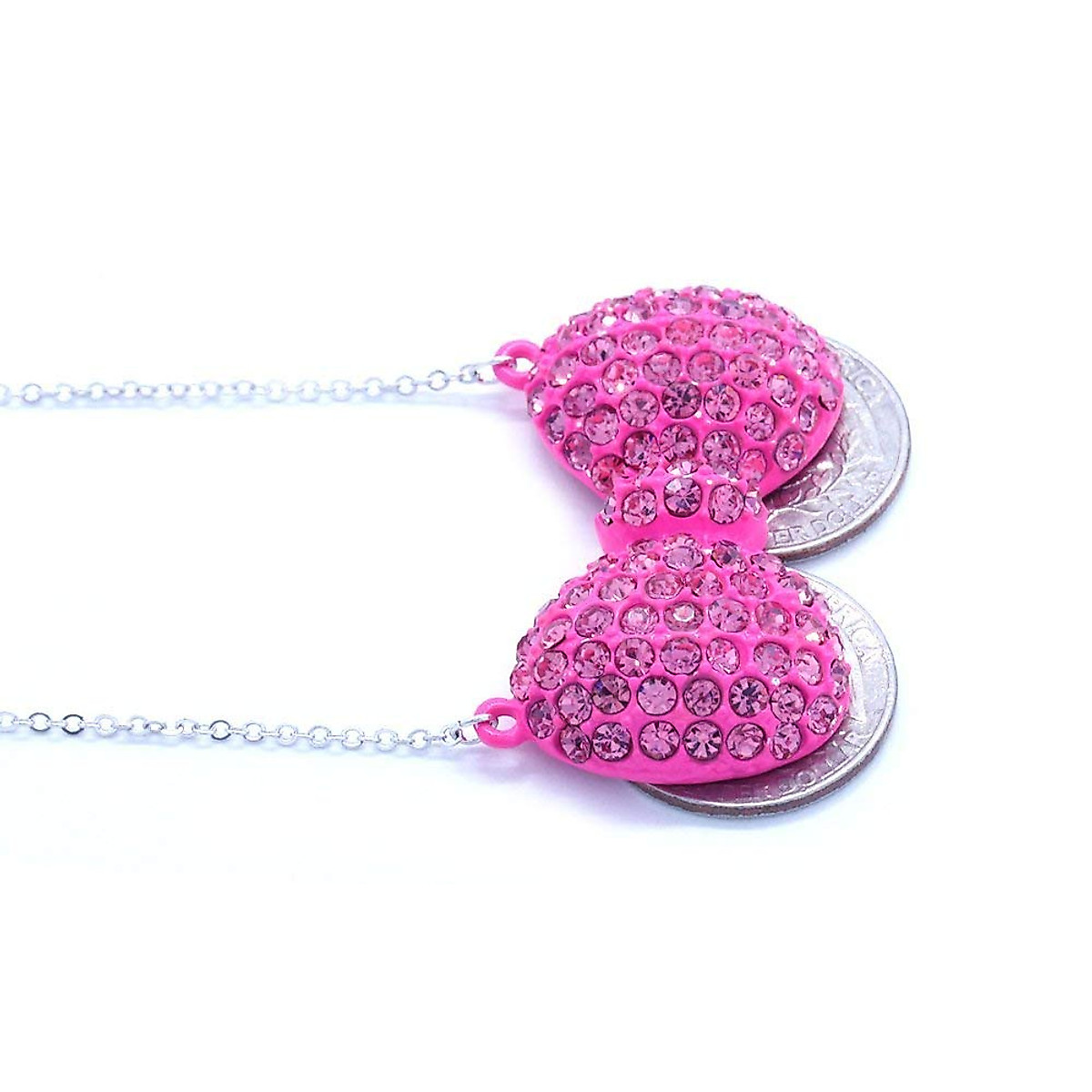 Soulbreezecollection Hot Pink Ribbon Bow Tie Pendant Necklace Costume Valentine's Day Fashion Jewelry