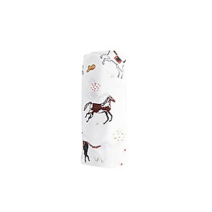Red Rover Kids Cotton Muslin Swaddle - 47”x 47”- 100% Cotton – Machine Washable – Softer with Every Wash – Playful Designs -Soft, Breathable & Lightweight – Unisex (Howdy Horse)
