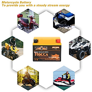 Weize Lithium YTX5L-BS Battery, Group 5, 150CCA Lithium LiFePO4 YTX4L-BS Motorcycle Battery, 12V 2.5Ah ATV, UTV, Jet Ski, 4 Wheeler, Quad, Riding Lawn Mower, Tractor, Scooter and Polaris Battery