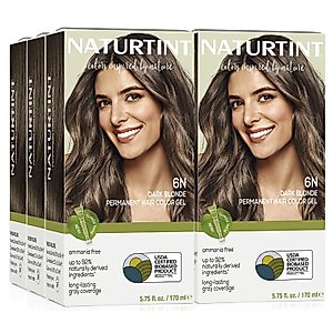 Naturtint 6N Dark Blonde Permanent Hair Color (Pack of 6), Ammonia Free, Vegan, Cruelty Free, up to 100% Gray Coverage, Long Lasting Results (Packaging may vary)